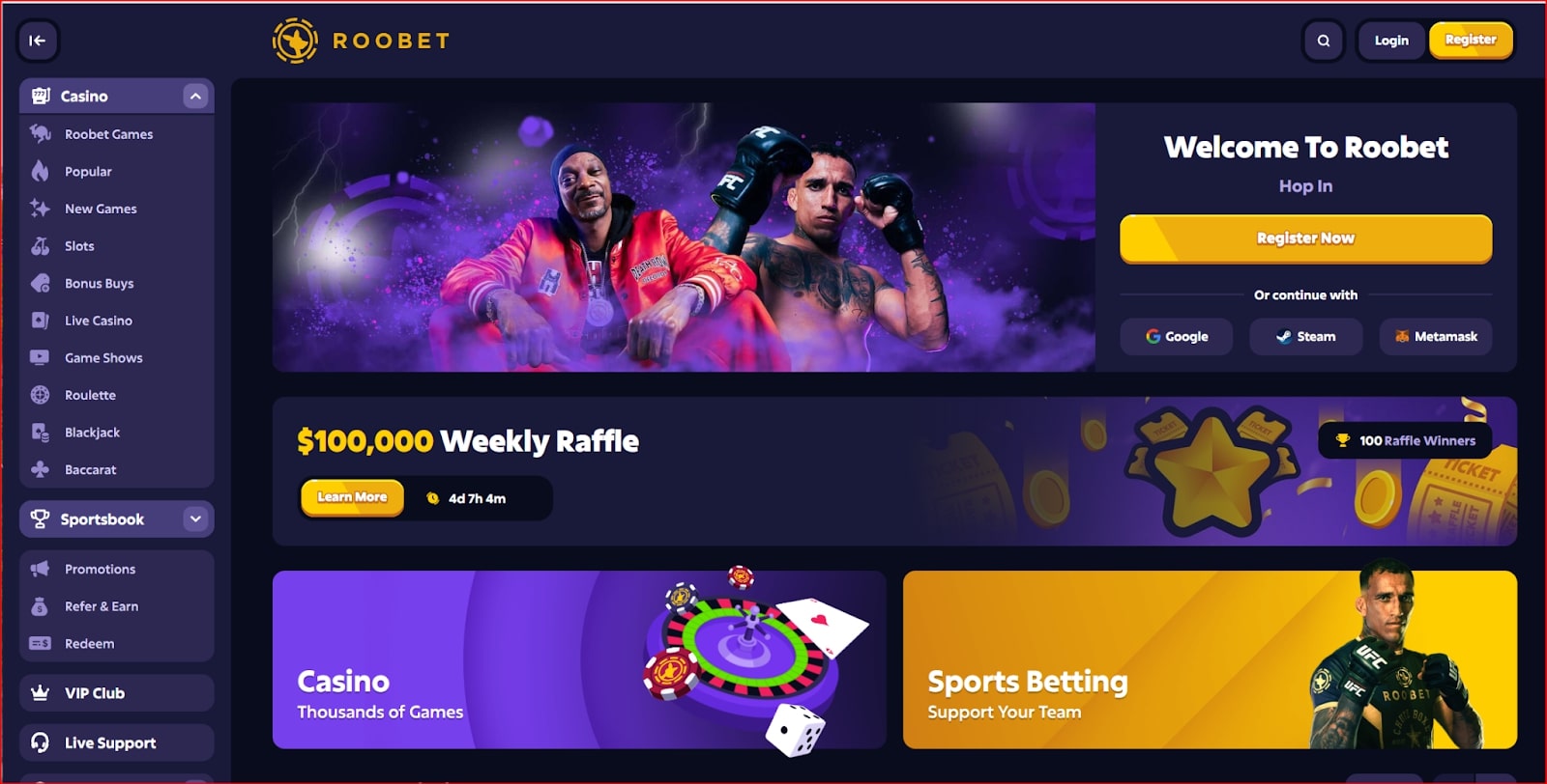 Roobet Casino Canada Review (2025) Is it legal? | Games & more